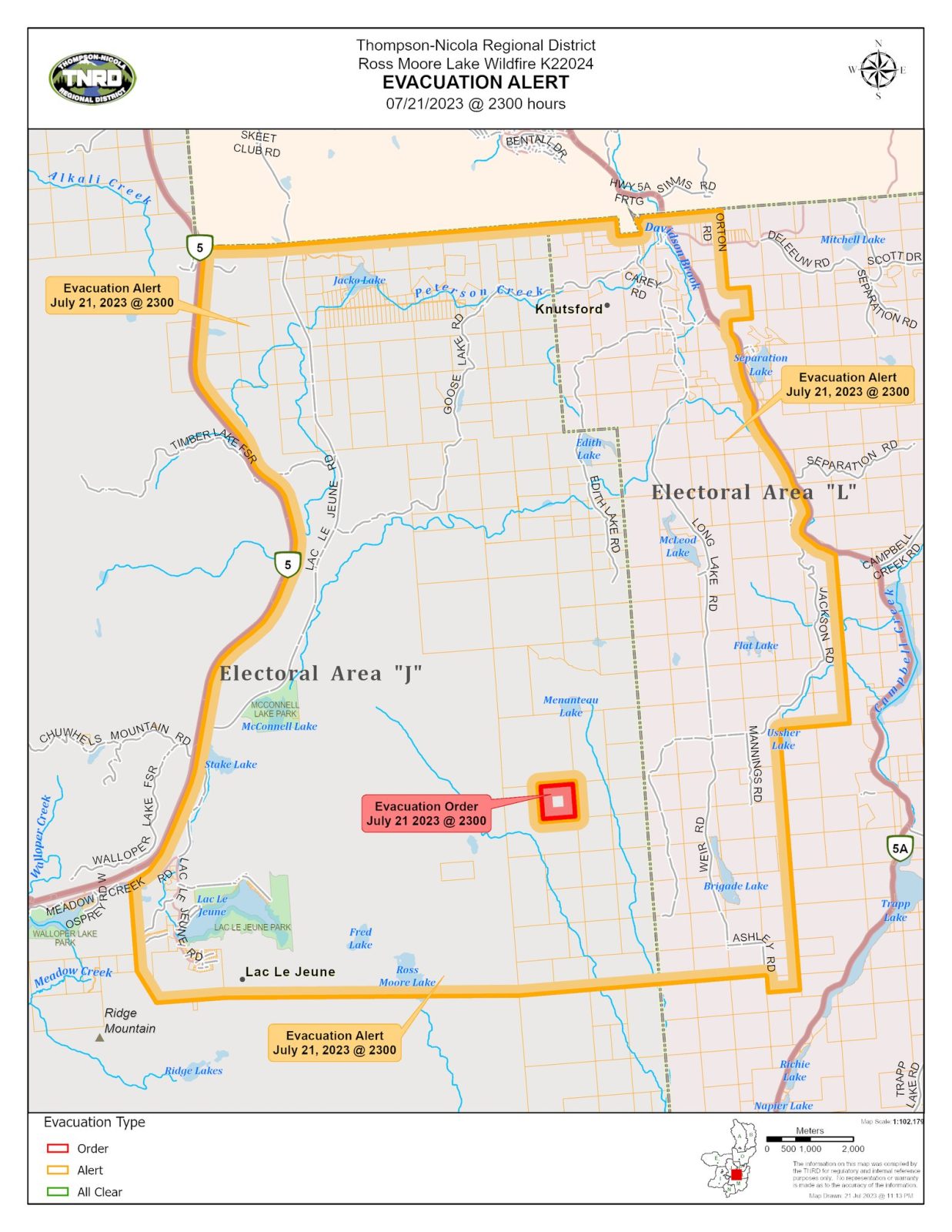 Evacuation Alert - Electoral Areas "J" & "L" - Ross Moore Lake Wildfire ...