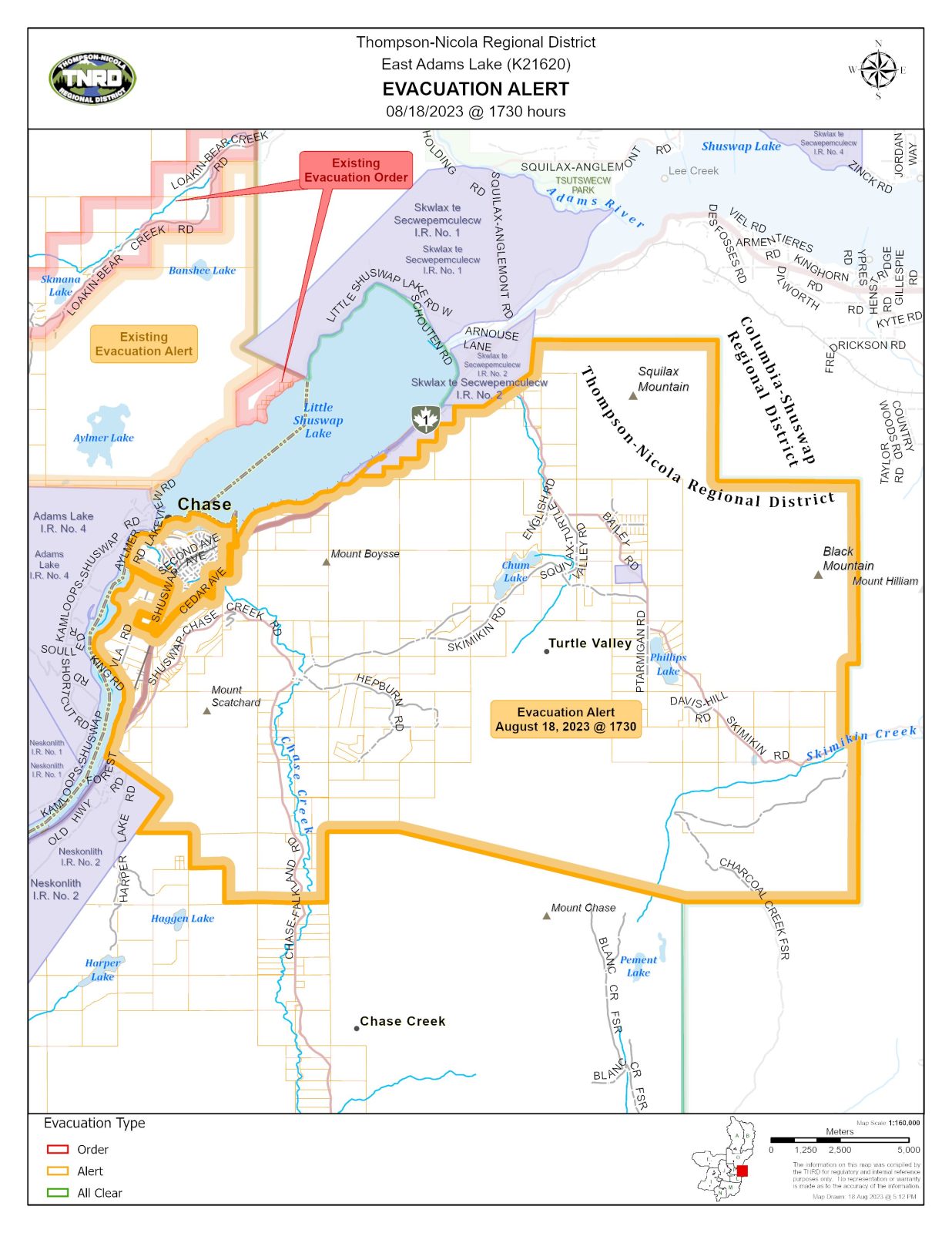 Evacuation Alert – Turtle Valley – Lower East Adams Lake Fire ...
